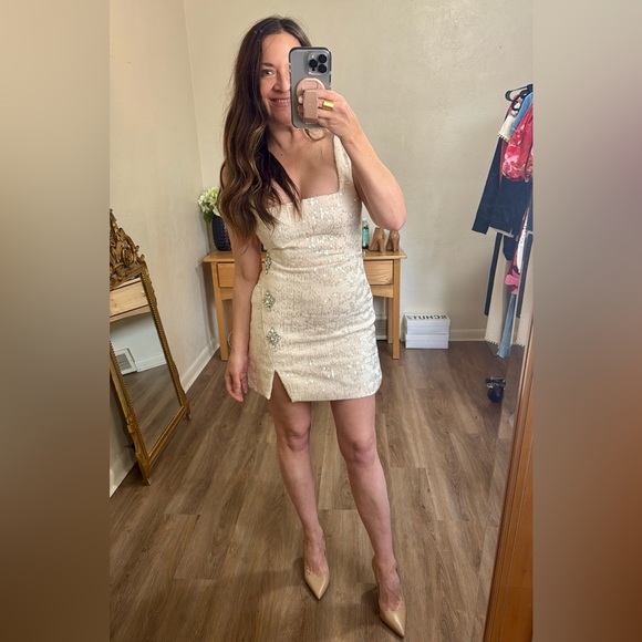 Fore | Dresses | Nwt Fore Cream Sequin Rhinestone Embellished Boucl ...